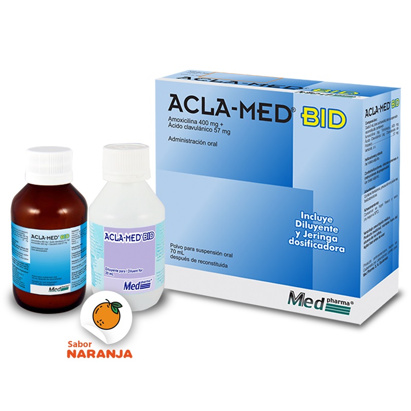 ACLA-MED BID 400MG/57MG/5ML 70ML POLVO SUSPENSION - Distribuidor de Med Pharma