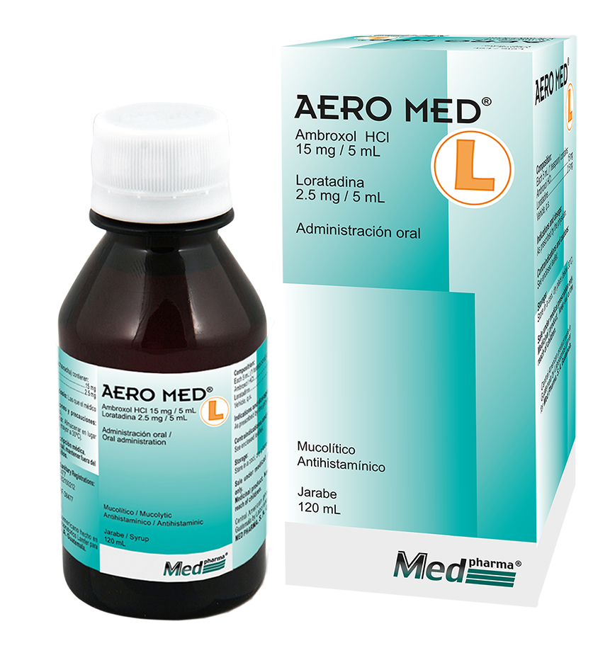 AERO MED L 15MG/2.5MG/5ML 120ML JARABE - Distribuidor de Med Pharma