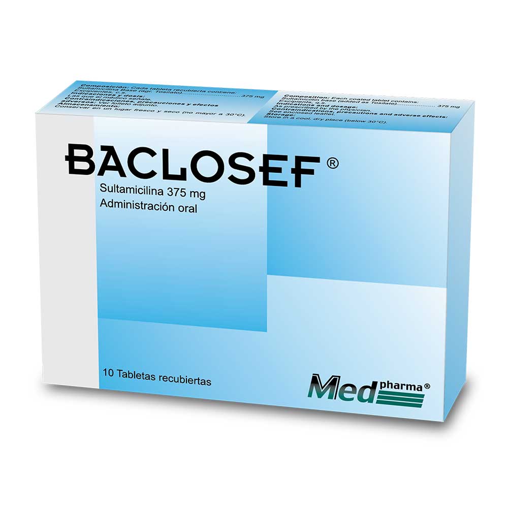 BACLOSEF 375MG 10 TABLETA - Distribuidor de Med Pharma