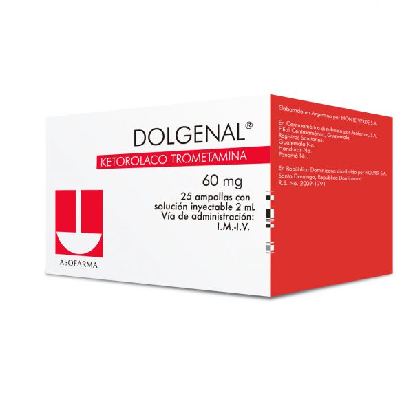 DOLGENAL 60MG/2ML 25 SOLUCION INYECTABLE IM/IV - Distribuidor de ASOFARMA