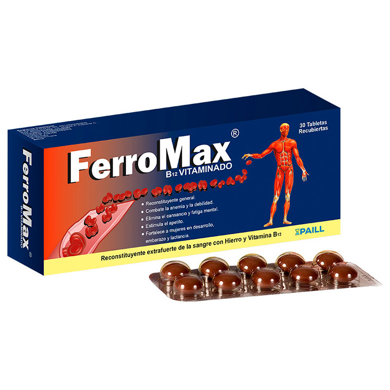 FERROMAX B12 30 TABLETA - Distribuidor de GRUPO PAILL
