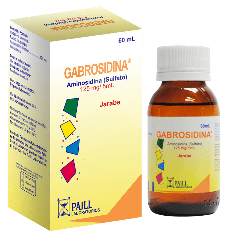 GABROSIDINA 125MG/5ML 60ML JARABE - Distribuidor de GRUPO PAILL
