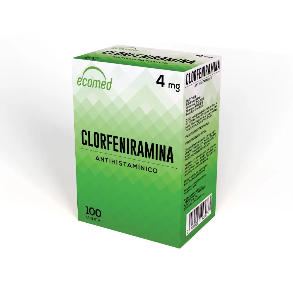 CLORFENIRAMINA ECOMED 4MG 10 TABLETA (1BLIST) - Distribuidor de ECOMED
