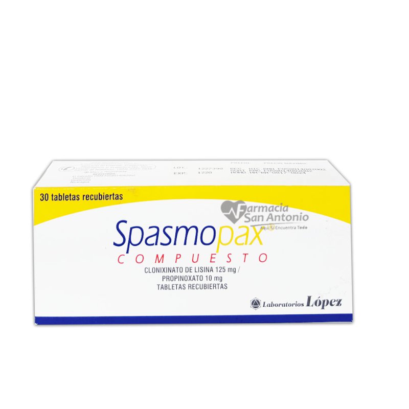 SPASMOPAX COMPUESTO 125MG/10MG 30 TABLETA - Distribuidor de PROCAPS FARMA