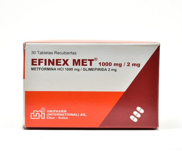 EFINEX MET XR 2MG/1000MG 30 TABLETA RECUBIERTA - Distribuidor de UNIPHARM